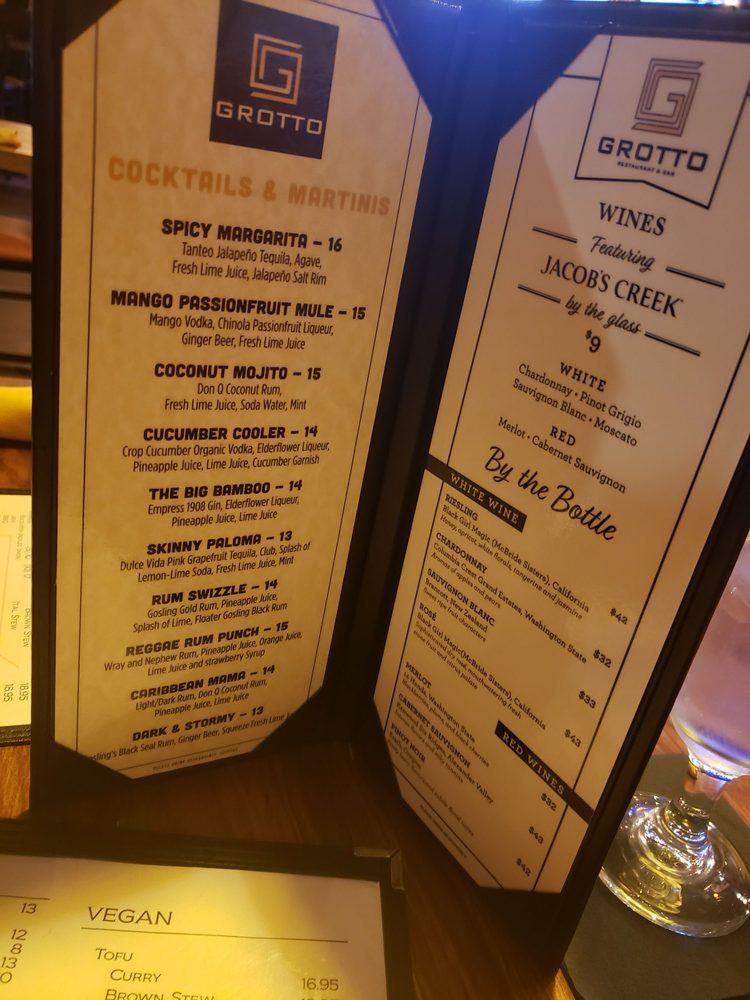 Menu at Grotto restaurant, Rockville Centre