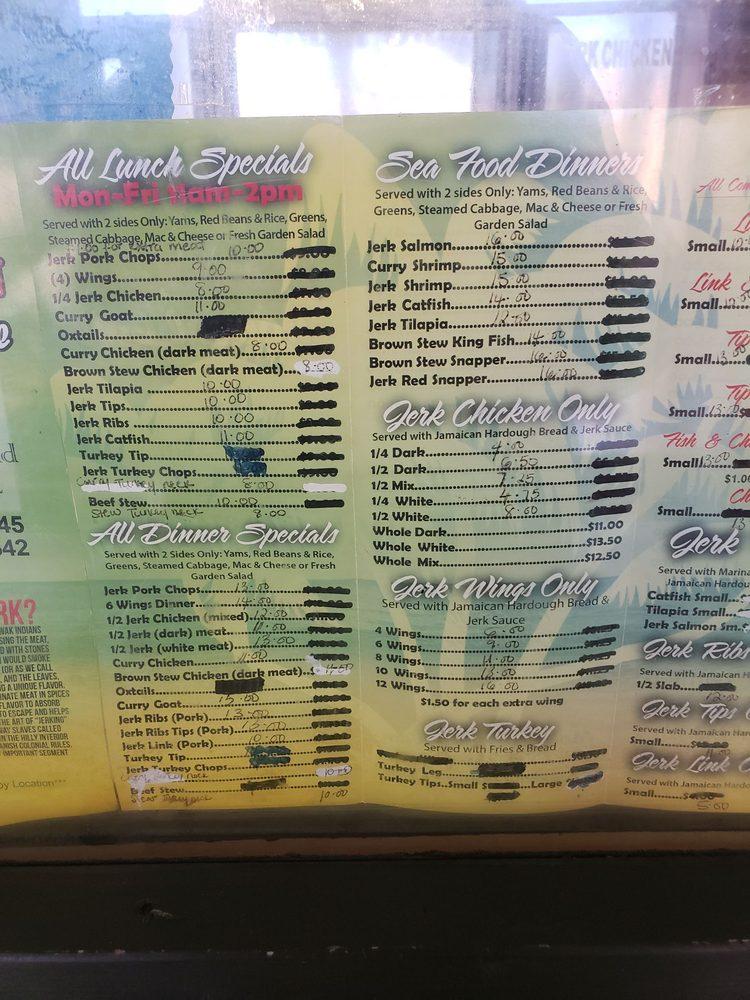 Menu at Jamaican Tropical Cuisine restaurant, Chicago, S Ashland Ave