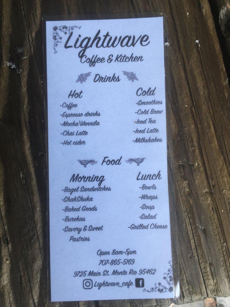 Menu at Lightwave Coffee & Kitchen cafe, Monte Rio