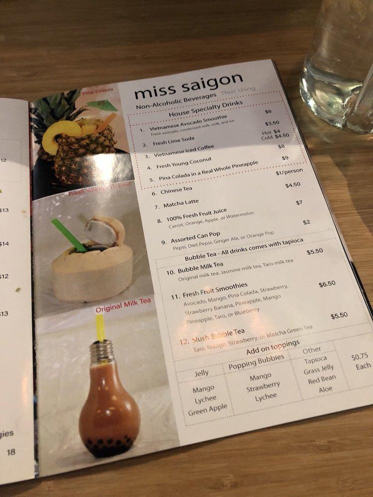Menu at Miss Saigon Vietnamese Noodle House Whyte restaurant, Edmonton ...