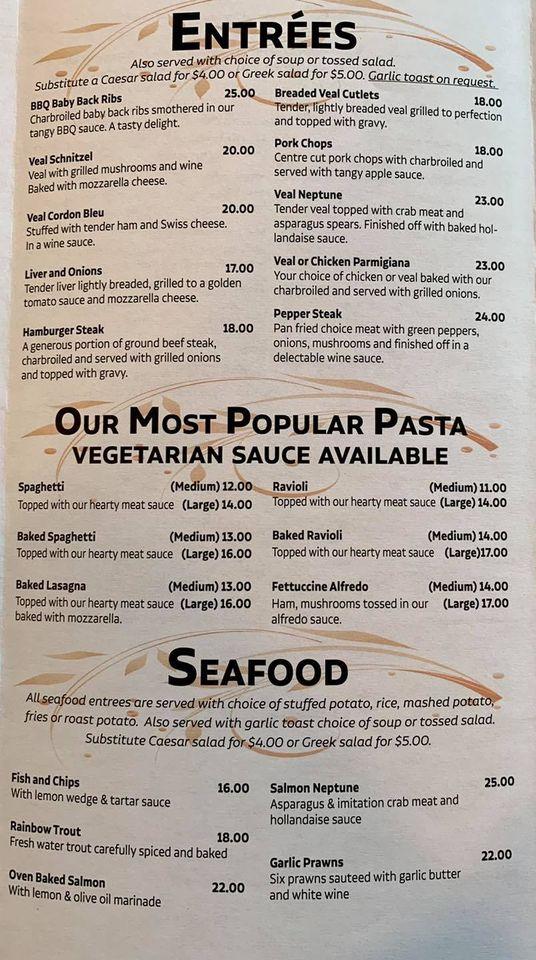 Menu at Piros Family Restaurant, Sundre