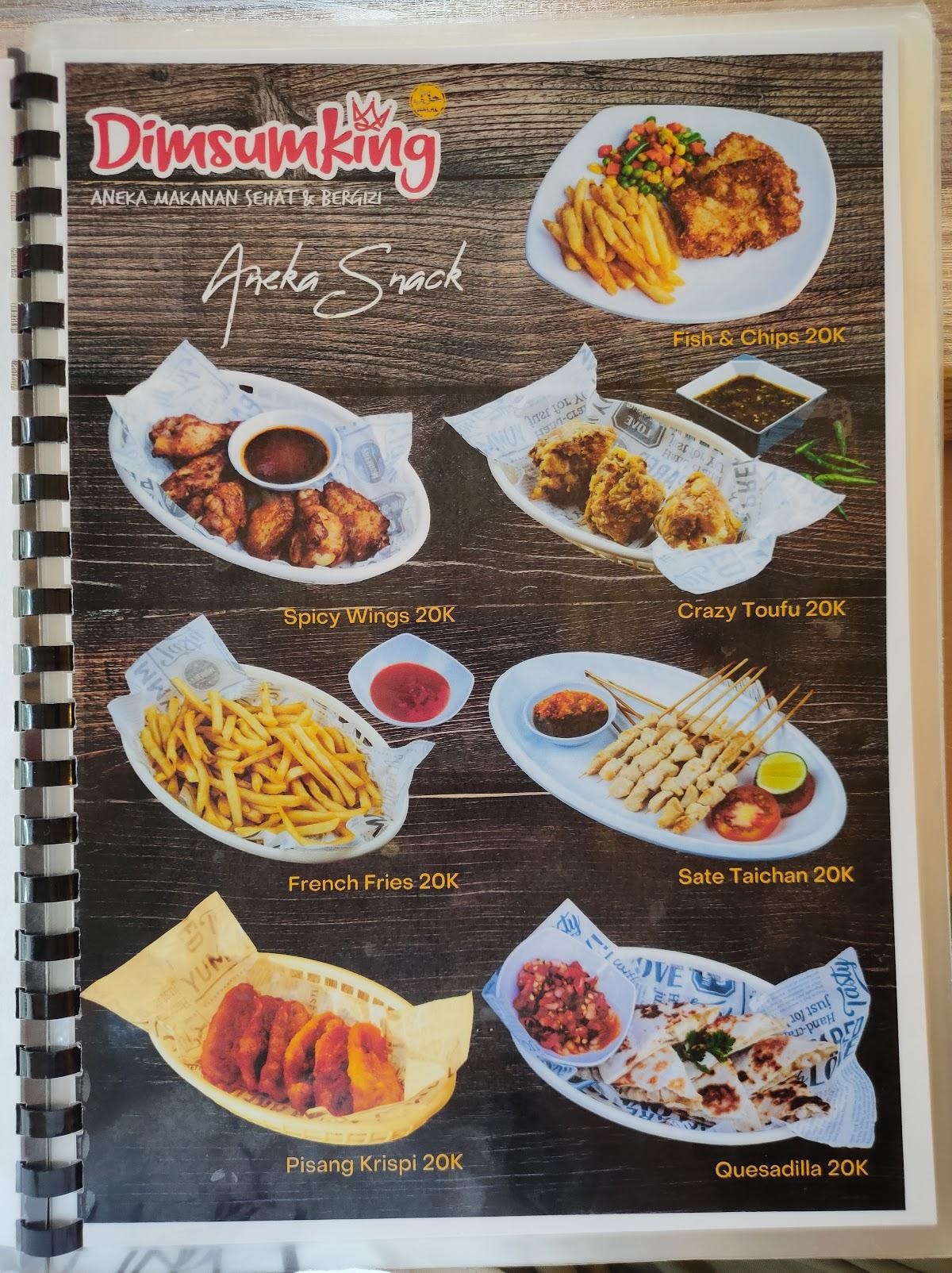 Menu at Dim Sum King restaurant, Medan