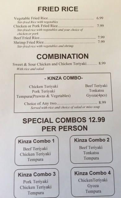 Menu at Kinza Teriyaki & Korean Restaurant, Gig Harbor