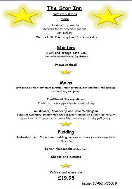 Menu at The Star Inn pub & bar, Pontypool