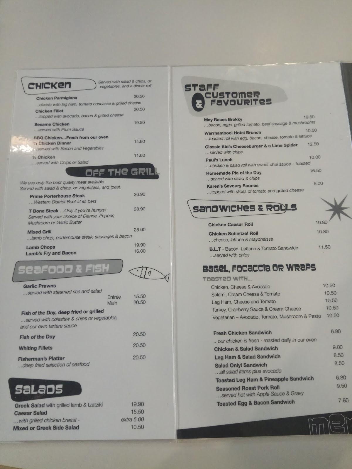 Menu at Macks Snacks restaurant, Warrnambool