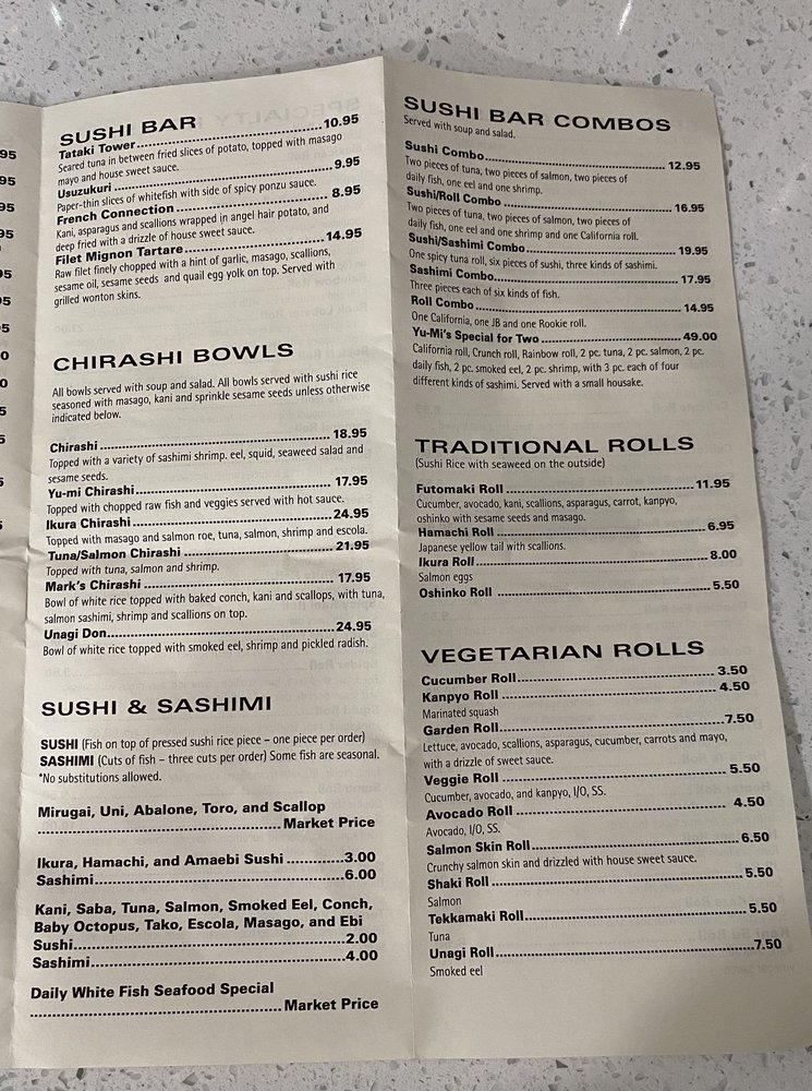 Menu at Yu-Mi Sushi Cafe, Palm Beach Gardens, FL A1AAlt #207