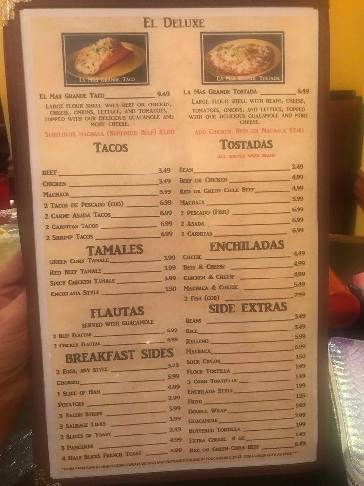 Carta del restaurante The Original La Canasta Mexican Food, Phoenix