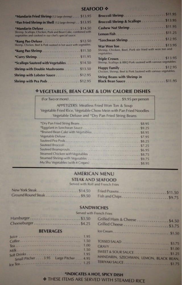 Menu at Silver Dragon restaurant, Medford