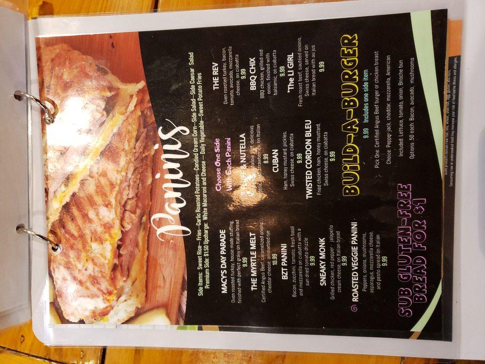 Menu at The Sneaky Beagle restaurant, Myrtle Beach