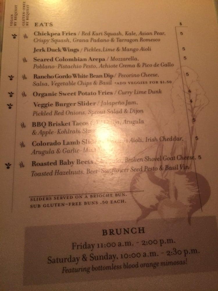 Menu at Root Down restaurant, Denver, W 33rd Ave