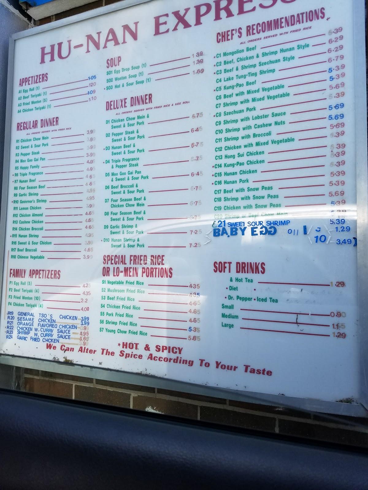 Menu at Hunan Express Restaurant, Oklahoma City, 308 S Air Depot Blvd