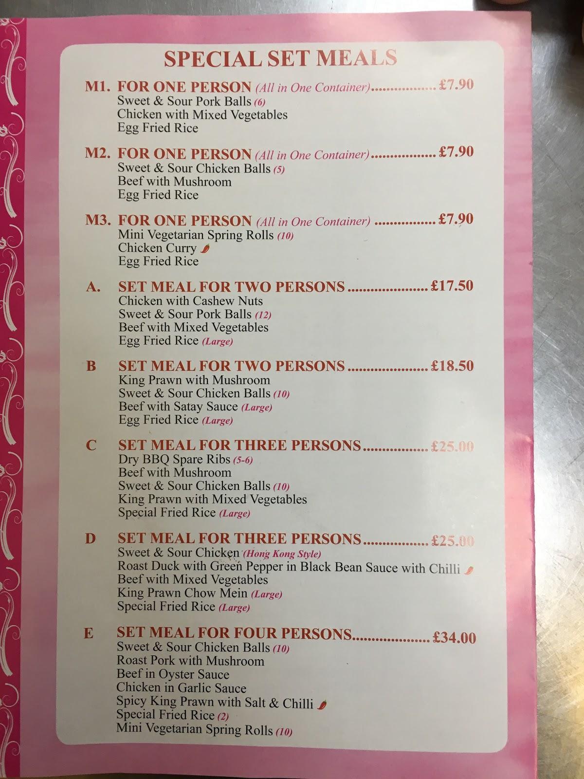 Menu at Phoenix House fast food, Stanwell