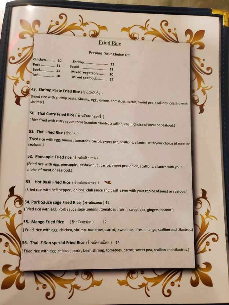 Menu at Thai E-San Restaurant, Myrtle Beach