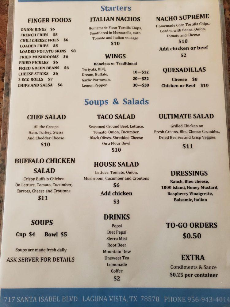 Menu at Bay B Boomers Bar & Grill, Laguna Vista