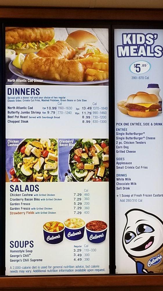 Menu at Culver's fast food, Mount Juliet, 35 Old Pleasant Grove Rd