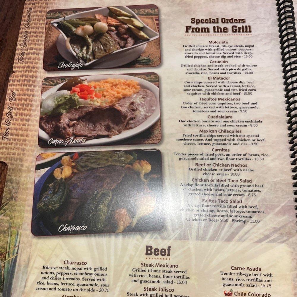 Menu at El Agavero Mexicano restaurant, Mount Airy