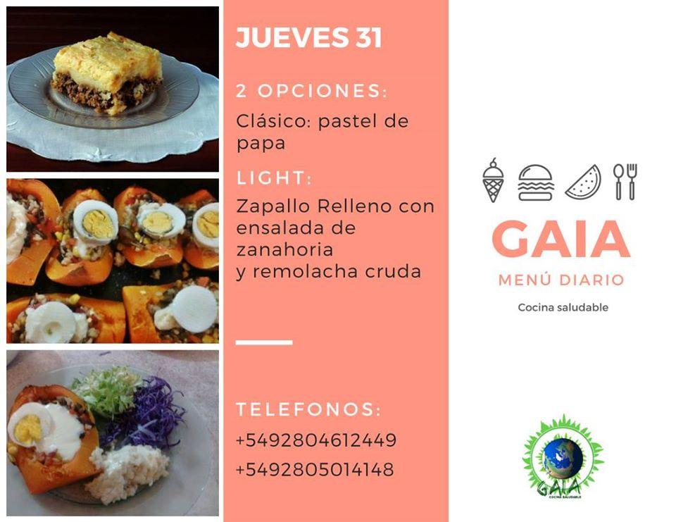 Menu at Gaia cocina saludable restaurant, Trelew