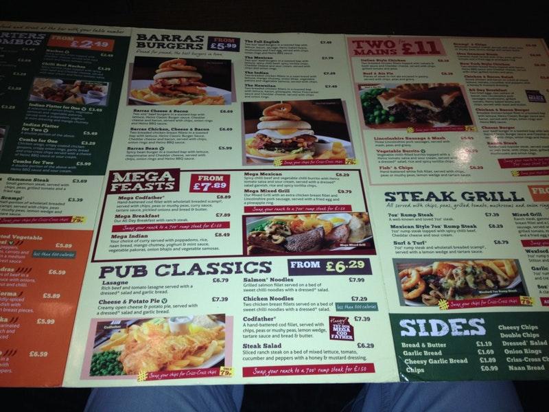 Menu at Grosvenor pub & bar, Felixstowe