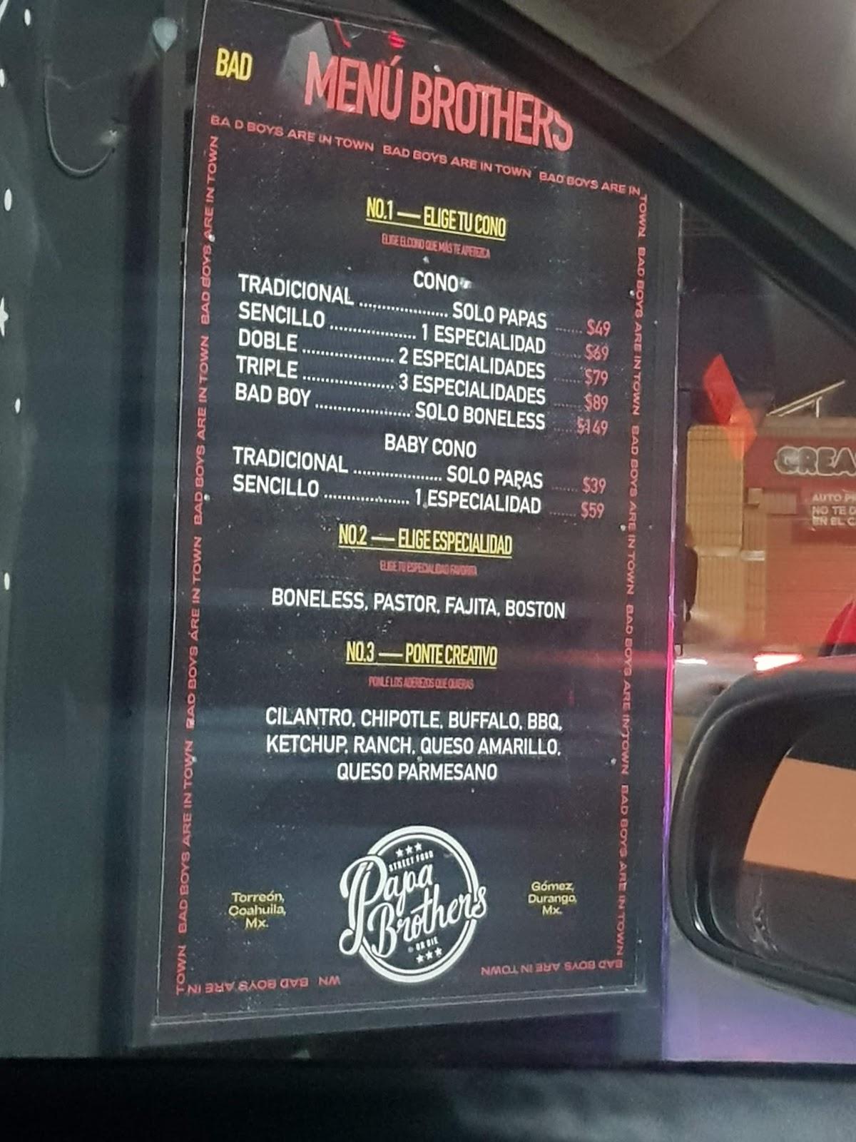 Carta del restaurante Papa Brothers Saltillo 400, Torreón