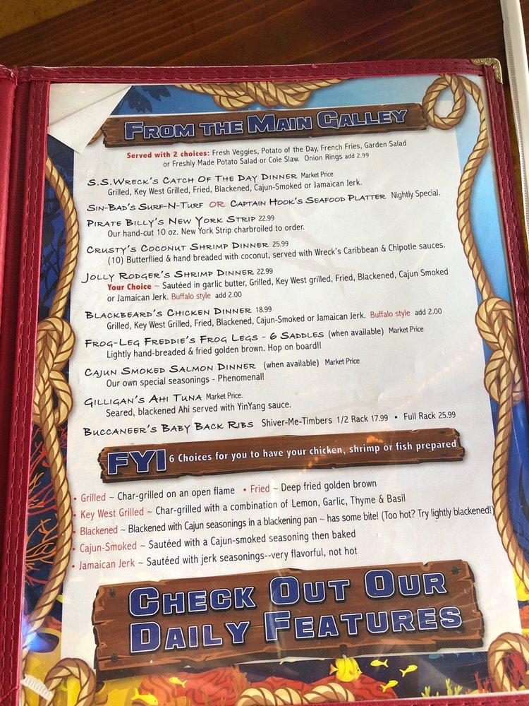 Menu at S.S. Wreck & Galley Grill pub & bar, Marathon