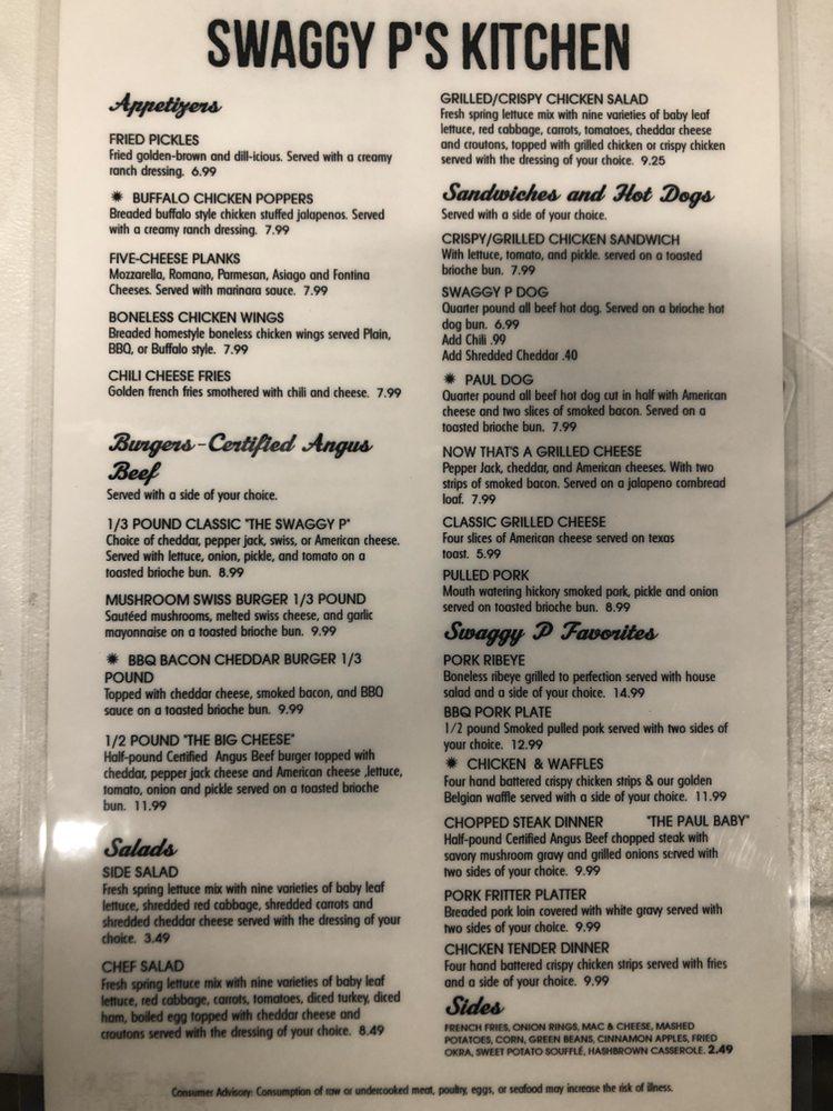Menu at Swaggy P's Kitchen and Coffee Bar, Madisonville