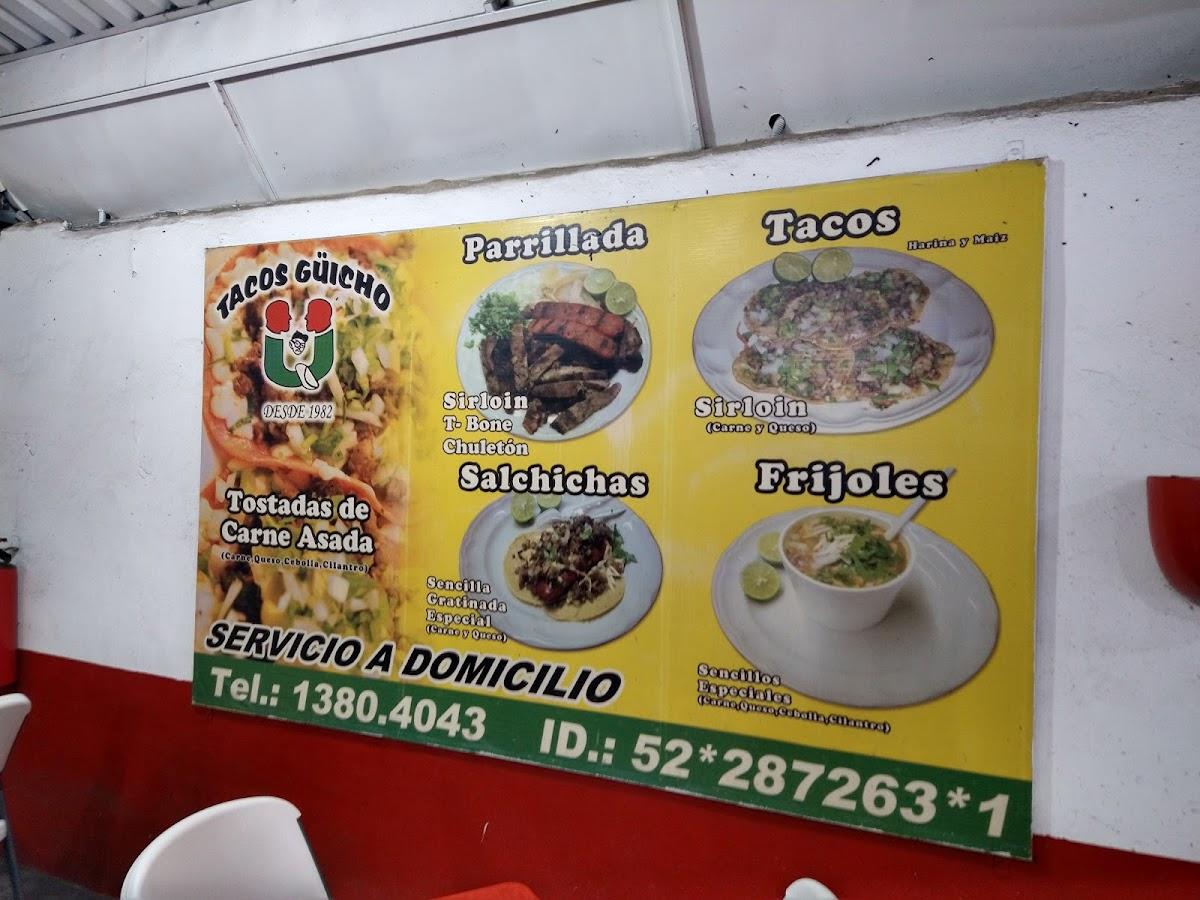 Menu at Tacos Güicho restaurant, Guadalupe, Av. Miguel Alemán