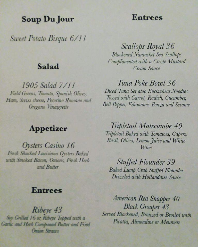 Menu at Temptation Restaurant, Boca Grande