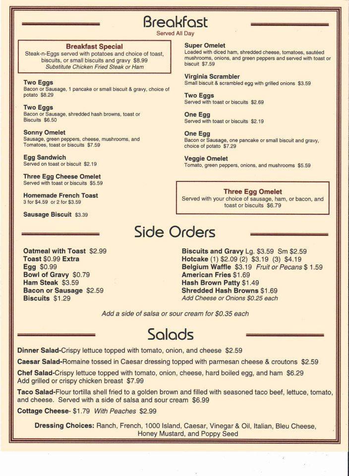 Carta de Finish Line Cafe, Estados Unidos, State Rte 30