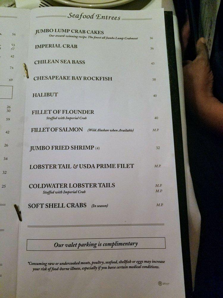 Menu at The Prime Rib pub & bar, Baltimore, N Calvert St