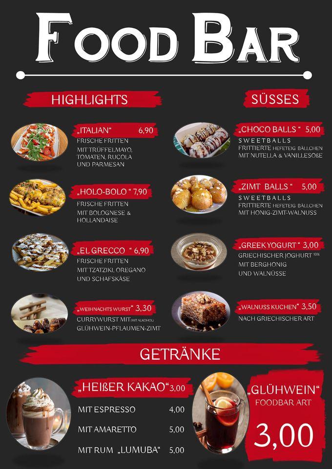 Menu at Food Bar, Eitorf