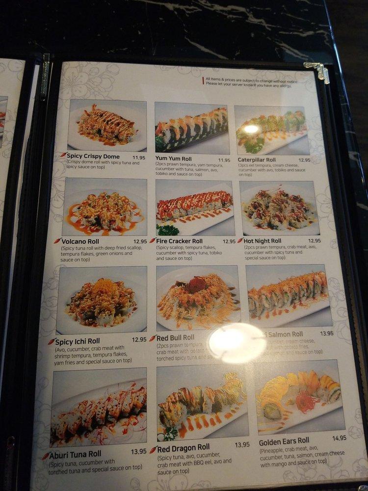 Menu at Simon Sushi restaurant, Langley Township