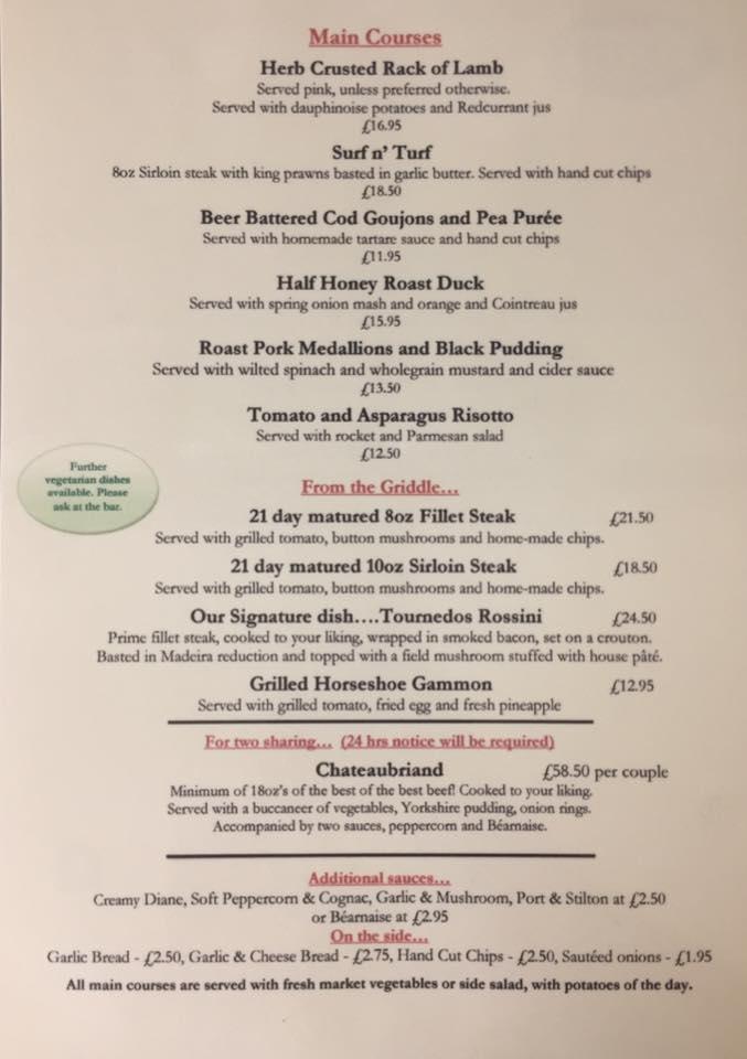 Menu at The Bothy Restaurant, Shrewsbury