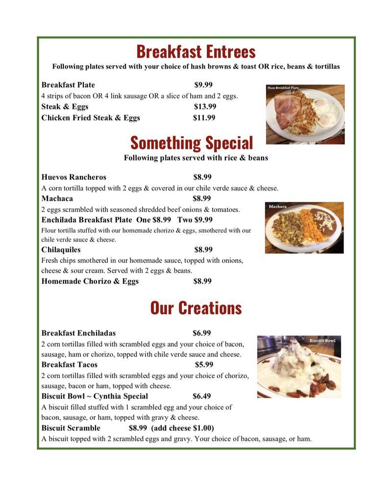 Menu at El Sarape Mexican Bar & Grill, Pixley
