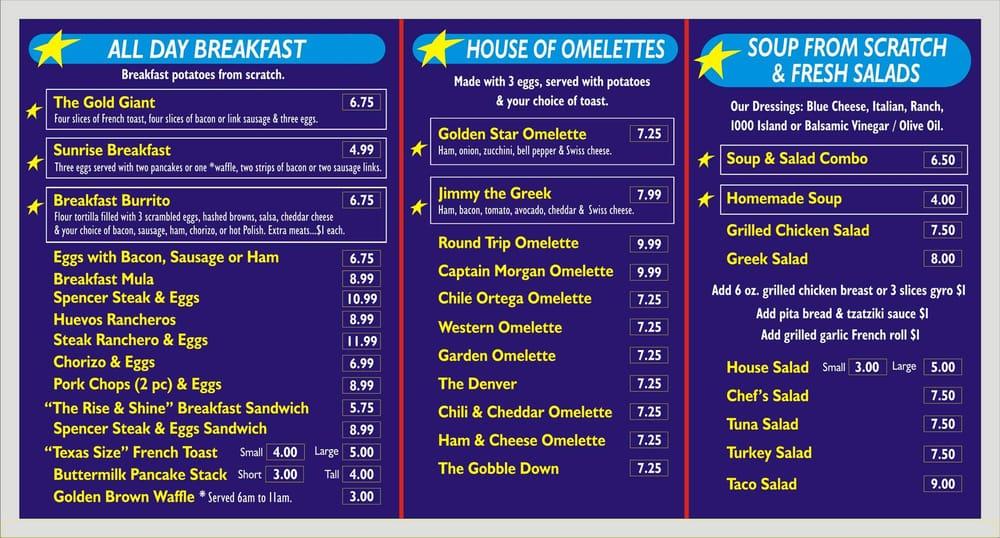 Menu at Golden Star Restaurant, Long Beach, W Pacific Coast Hwy