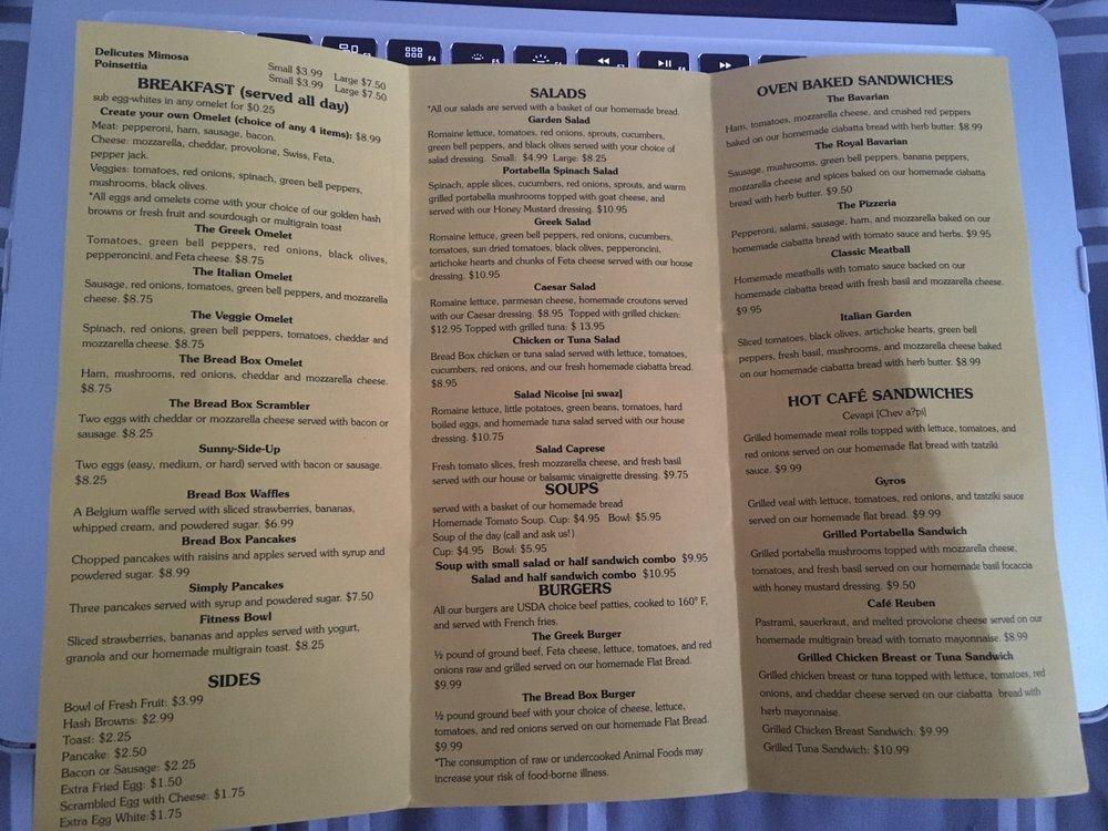 Menu at The Pizza Box pizzeria, Virginia Beach