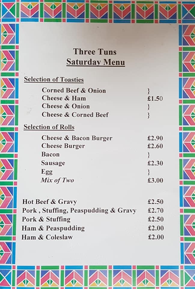 Menu at Three Tuns pub & bar, Houghton le Spring, 161 Houghton Rd