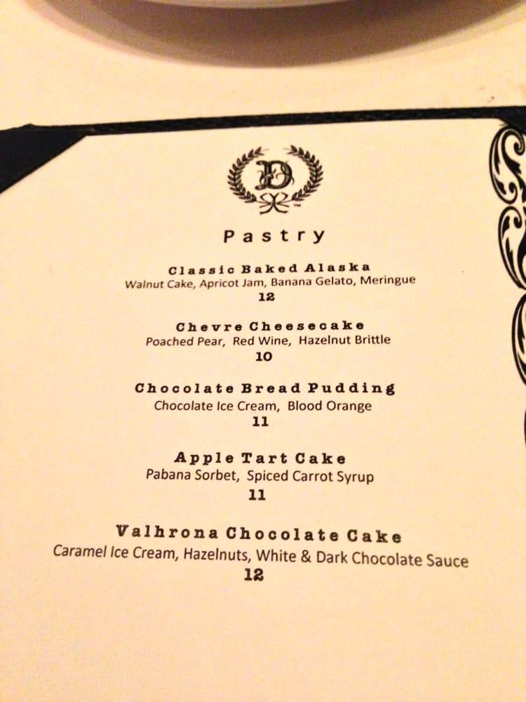 Menu at Delmonico's steakhouse, New York City