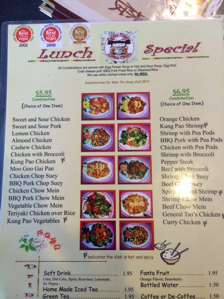 Menu at Golden Flower Chinese Cuisine restaurant, Las Vegas
