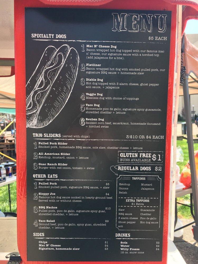 Menu at Hot Dog Willy's restaurant, Vienna
