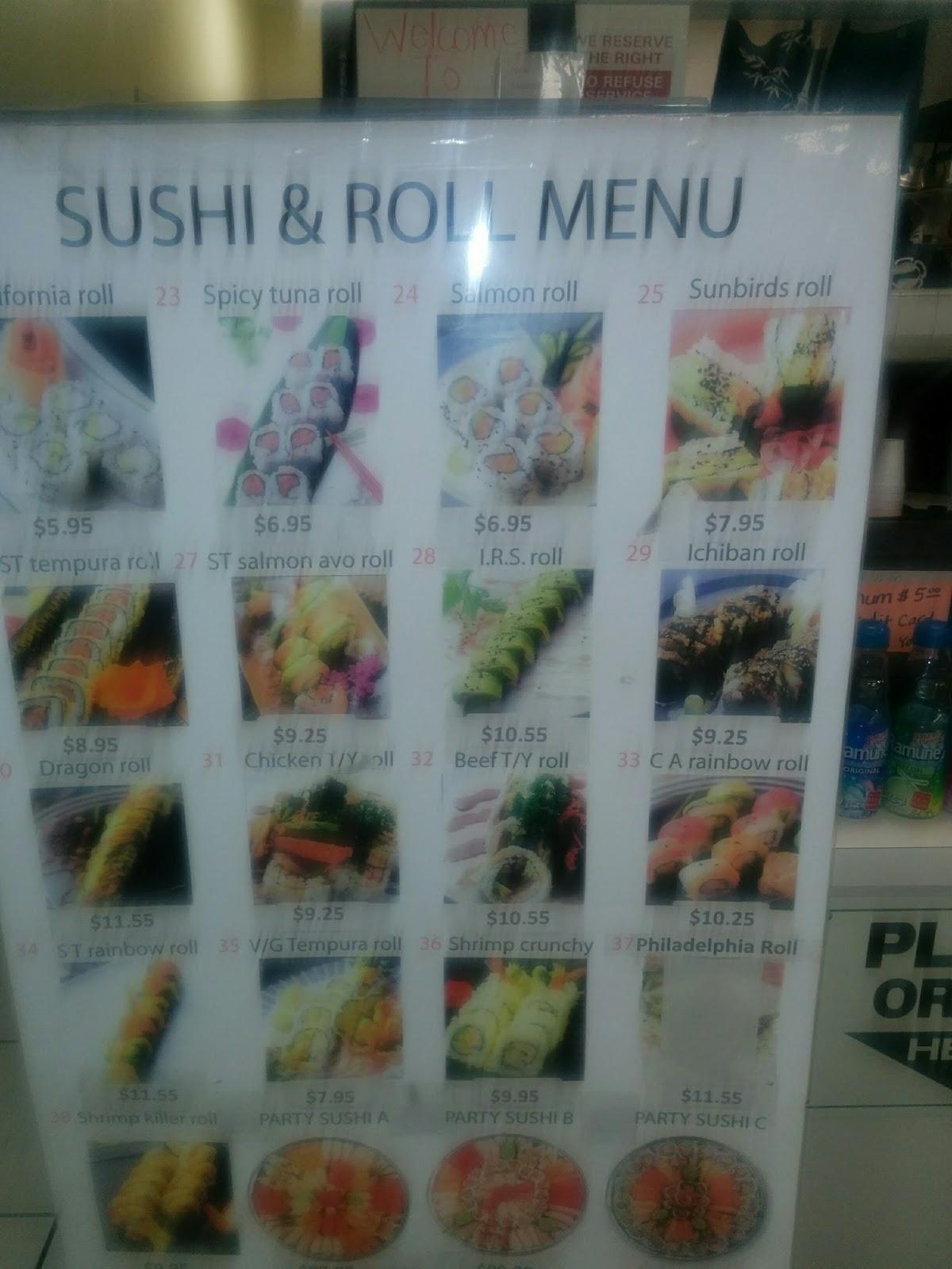 Menu at Ichiban restaurant, Fresno