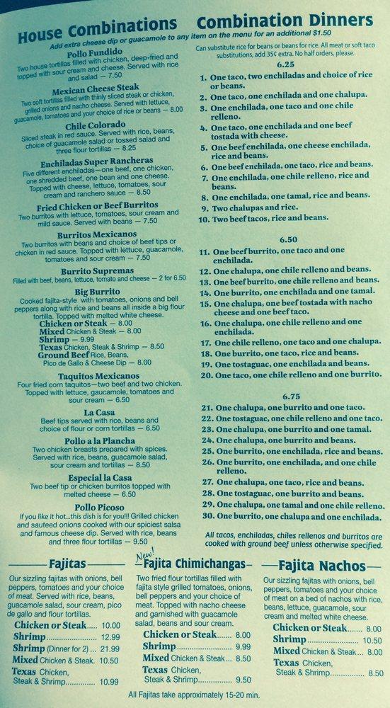 Menu at Little Mexico Mexican Restaurant, Big Stone Gap, Neeley Rd