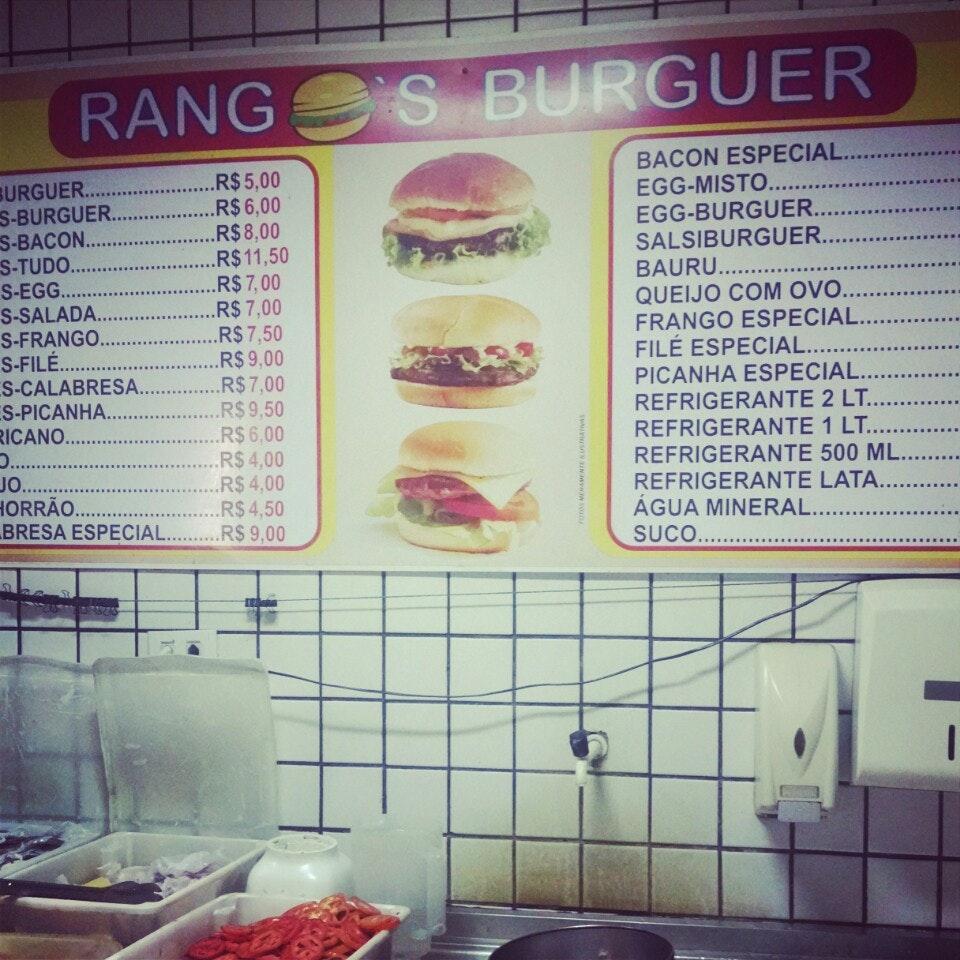 Menu at Rangos Burguer restaurant, Recife