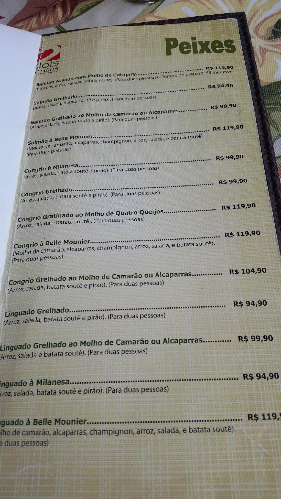 Menu em Restaurante Dois Irmãos, Florianópolis