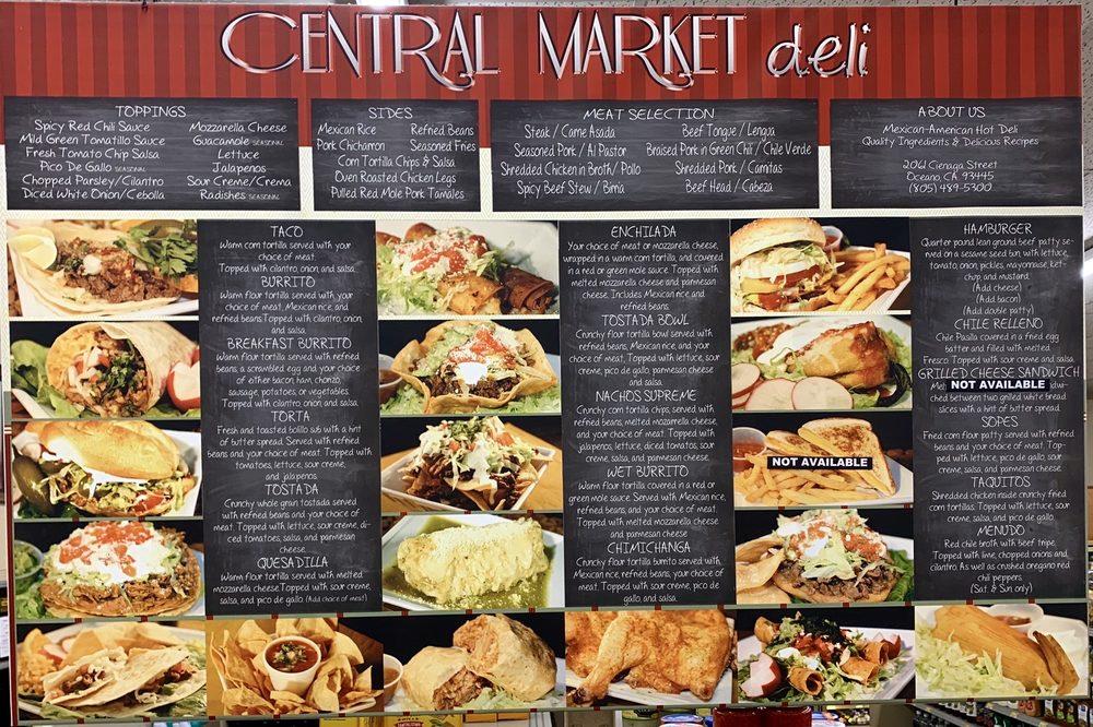 Menu at Central Market restaurant, Oceano