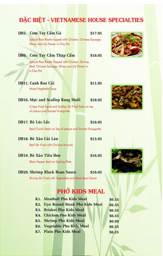Menu at Phở NB restaurant, New Braunfels