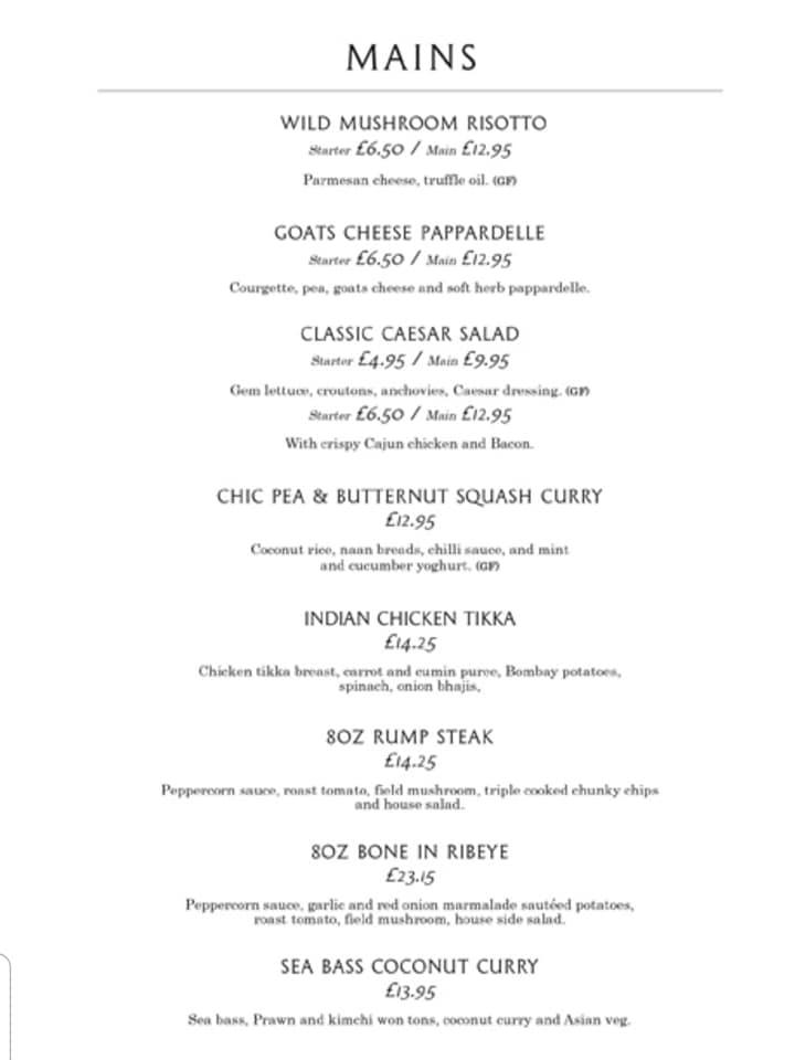 Menu at Amici of Barrowford, Nelson
