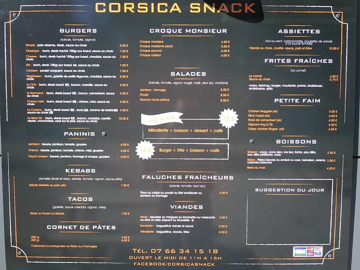 Carta del restaurante CORSICA PIZZA, Calvi