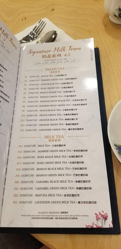 Menu at Prince Tea house desserts, Philadelphia