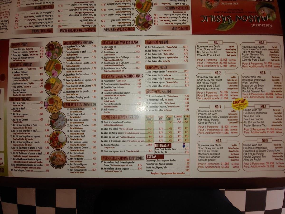 Menu au Restaurant Maison Basilic, Mercier