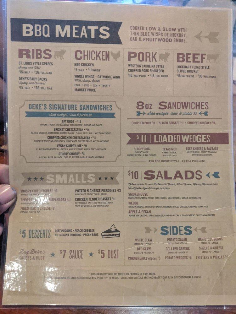 Menu at Deke's Bar-B-Que, Philadelphia
